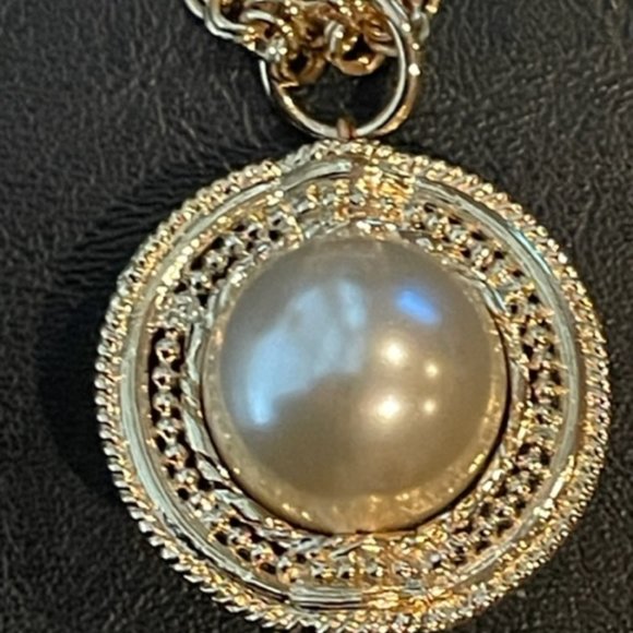 Biagi | Jewelry | Vintage Biagi Necklacedouble Chain And Faux Big Pearl ...